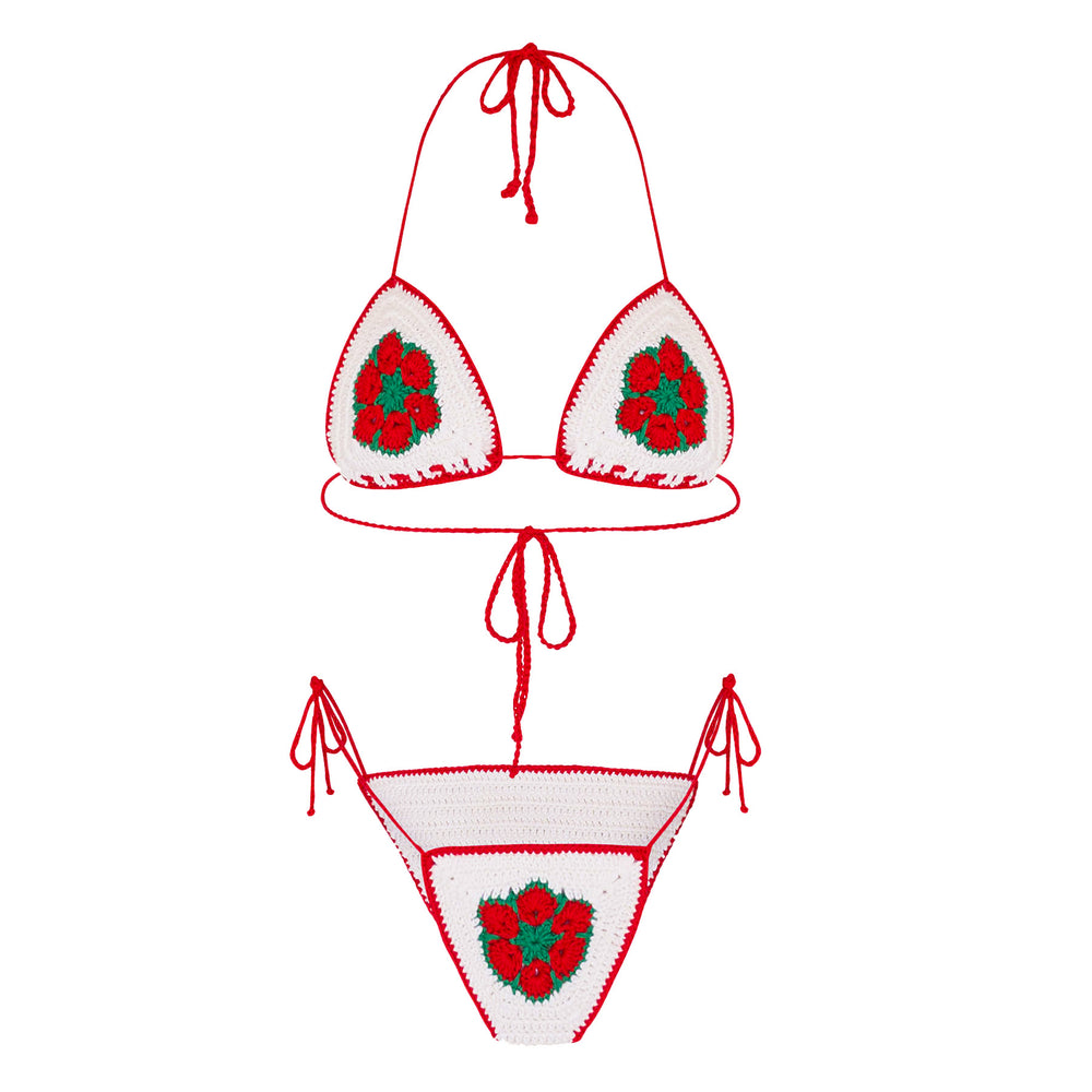 BrunnaCo Poppy Crochet Bikini in Red – Handmade Crochet Swimwear with ...