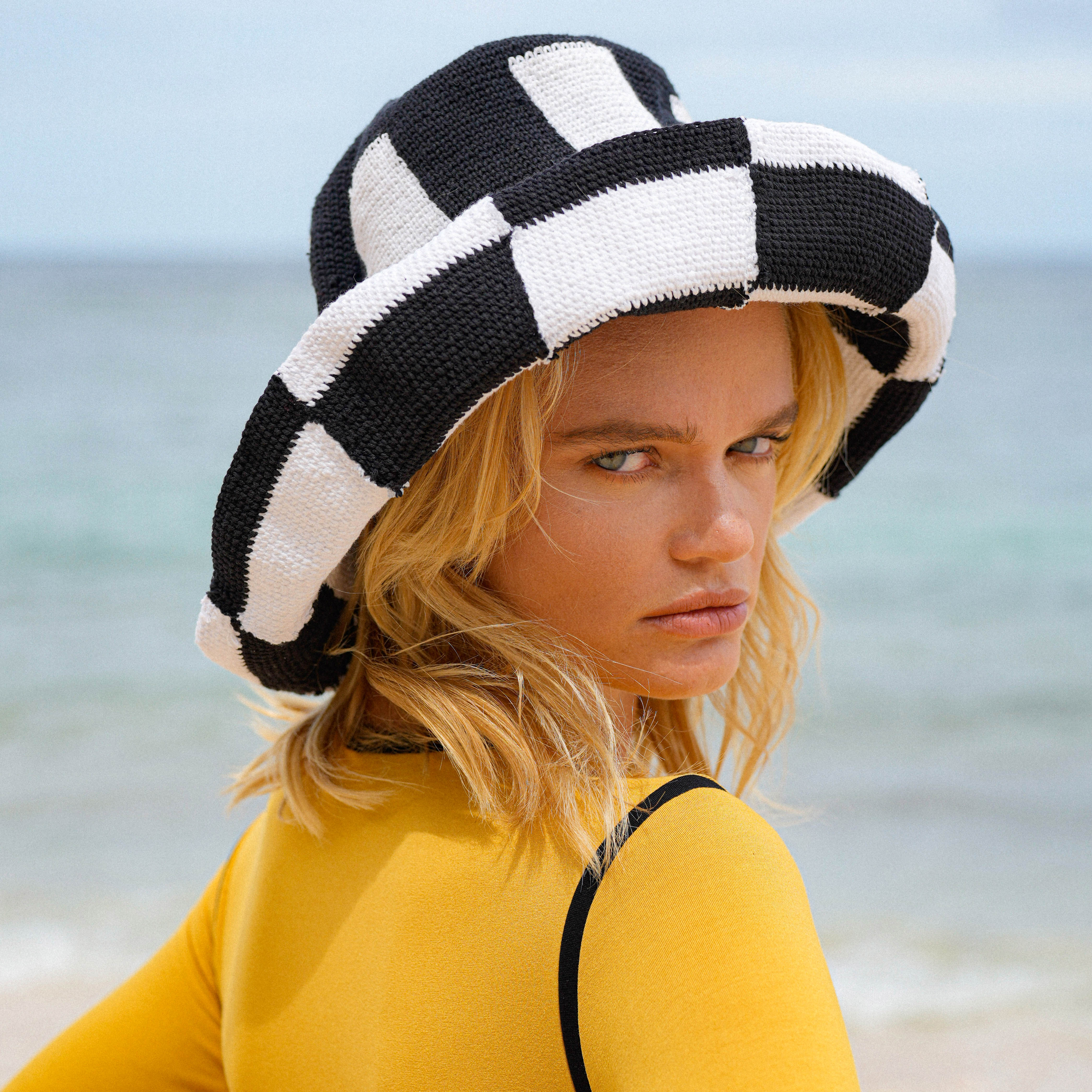 SHILO Checkered Crochet Hat In Black & White – BrunnaCo